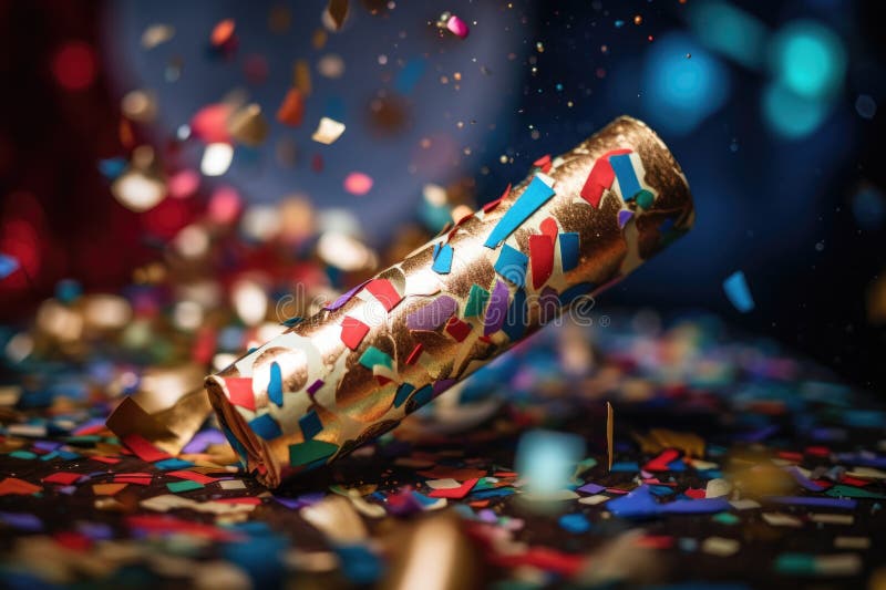 A Close-up of a Popped Christmas Cracker with Paper Confetti Stock ...