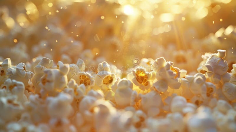 Close-up of Popping Popcorn with Sparkling Light Stock Image - Image of ...