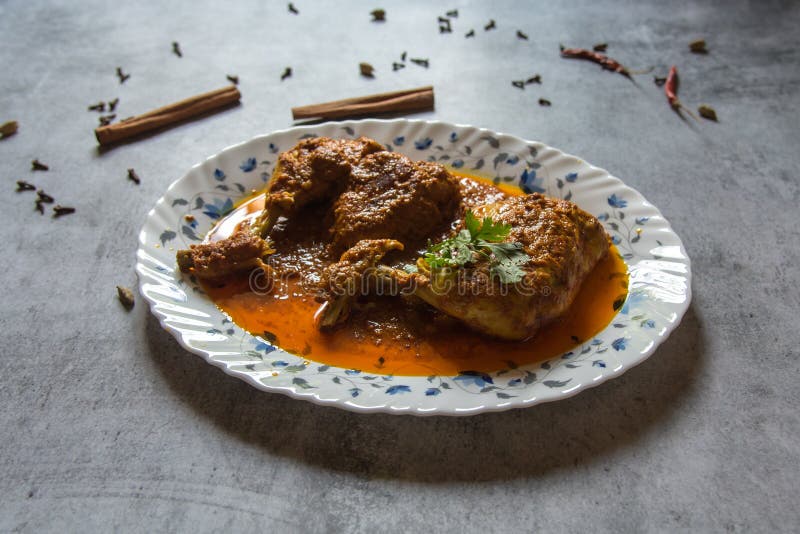 Close Up of Popular Mughal Cuisine Chicken Chap in a Serving Plate with ...
