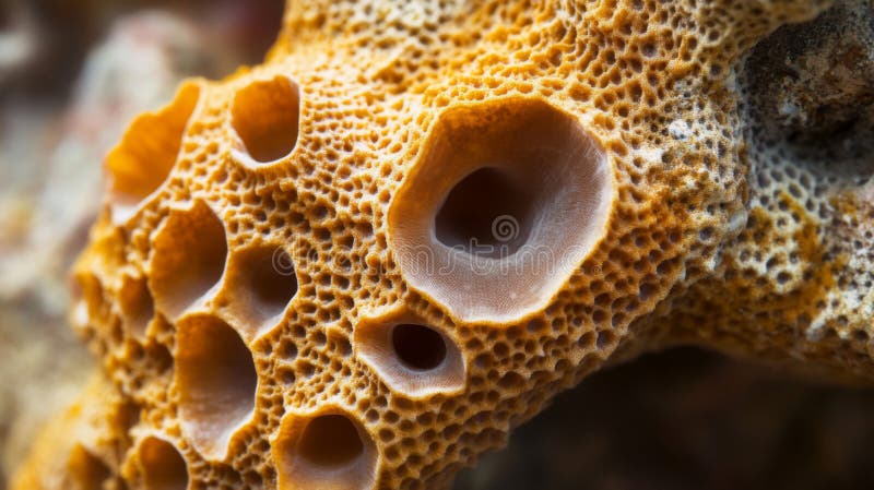 Close-up of a Porous Orange and White Coral Structure Stock ...