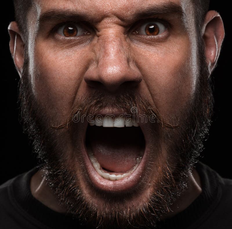 Scream of Spooky Scared Crazy Man Stock Photo - Image of people, evil ...