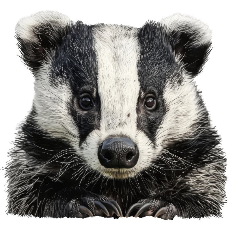 Close-up Portrait of a Badger with Black and White Fur Stock ...
