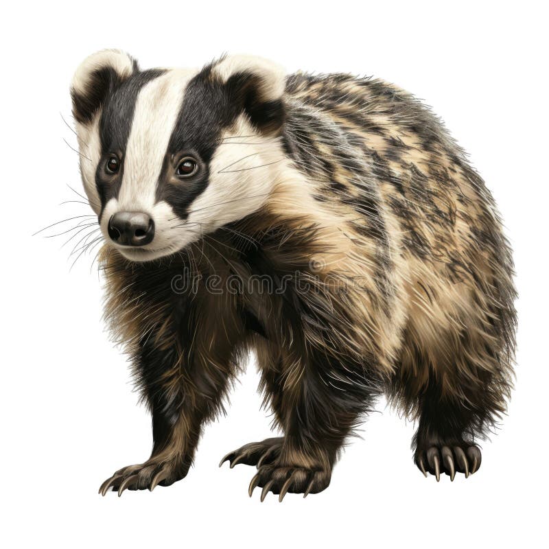 A Close-Up Portrait of a Badger with Black and White Stripes Stock ...