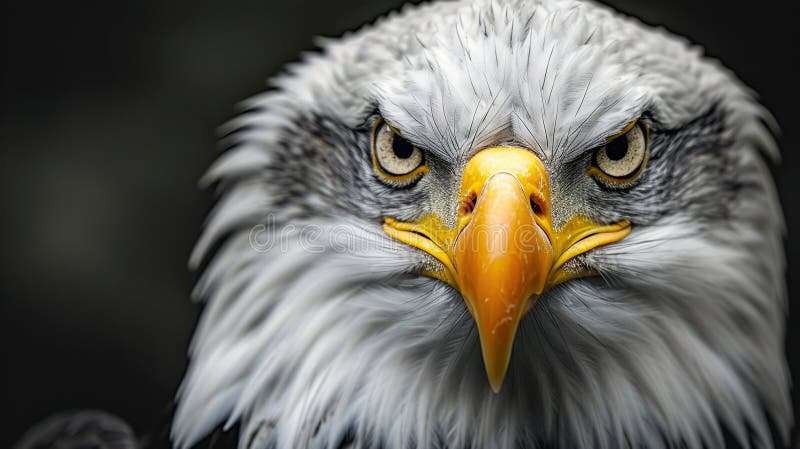Close-up Portrait of a Bald Eagle with Intense Gaze Stock Illustration ...