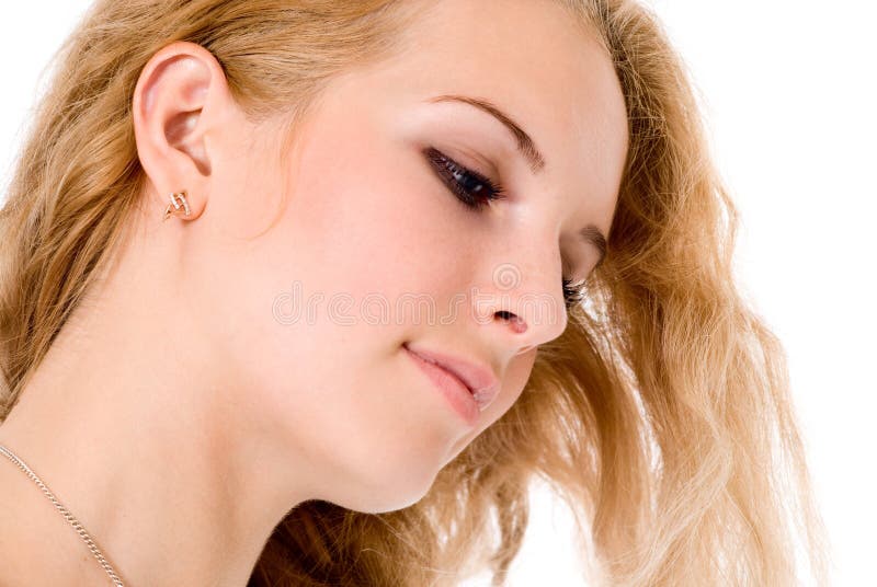 Close-up Portrait of Beautiful Girl Looking Down Stock Photo - Image of ...
