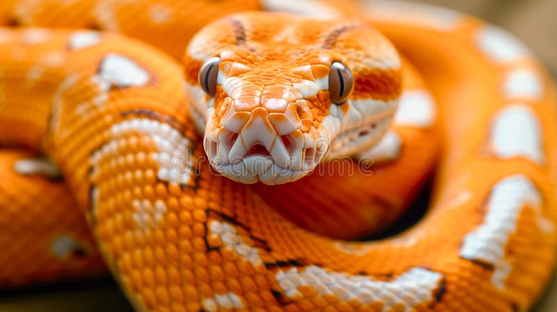 Close-up Portrait of a Beautiful Orange Snake Stock Illustration - Illustration of macro ...
