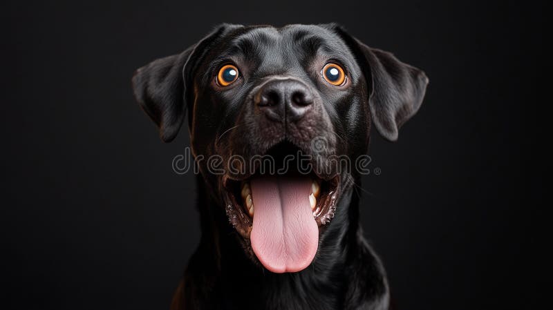 Close Up Portrait of a Black Labrador Retriever with an Open Mouth ...