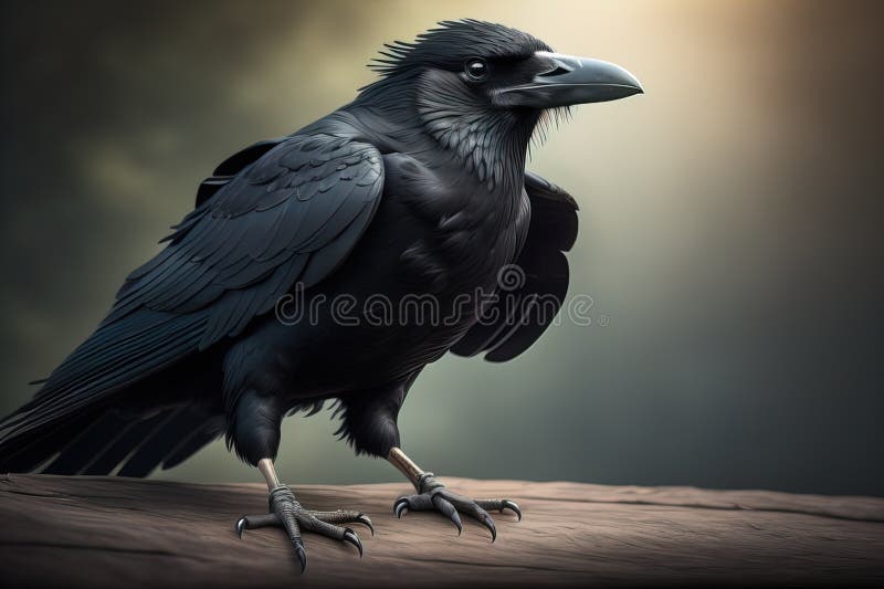 Close Up Portrait of a Black Raven, Corvus Corax. Ai Generative Stock ...