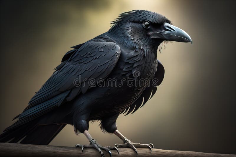 Close Up Portrait of a Black Raven, Corvus Corax. Ai Generative Stock ...