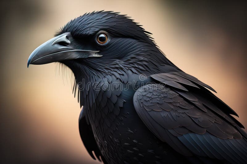 Close Up Portrait of a Black Raven, Corvus Corax. Ai Generative Stock ...