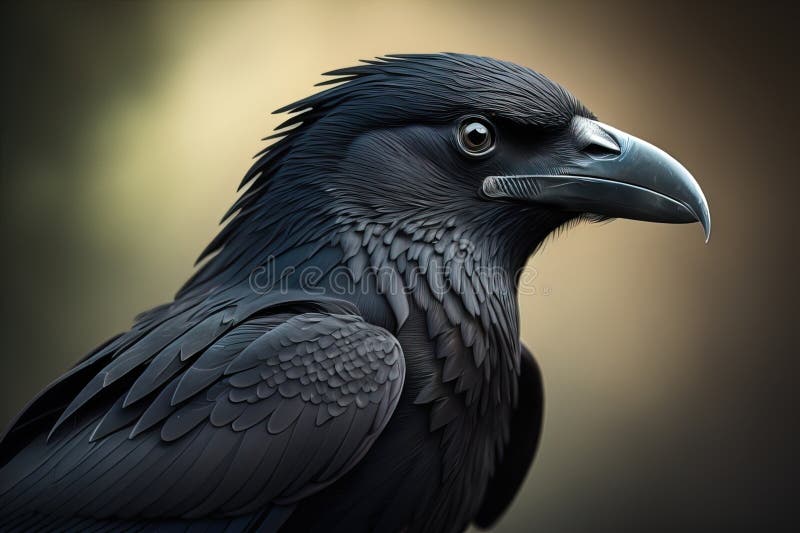 Close Up Portrait of a Black Raven, Corvus Corax. Ai Generative Stock ...