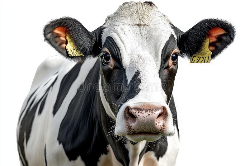 Close Up Portrait of a Black and White Cow Generated Using AI. Stock ...