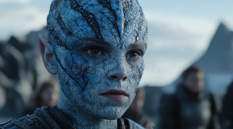 Close-up Portrait of a Blue Alien Creature Stock Illustration ...