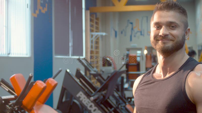 Portrait of Smiling Bodybuilder Stock Footage - Video of exercise ...
