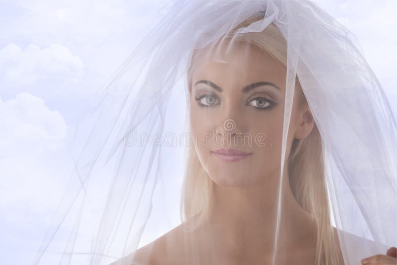 Close-up Portrait of Bride with Veil on the Face Stock Image - Image of ...