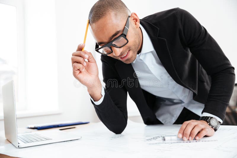 Close-up Portrait of a Businessman Thinking at Work Stock Image - Image ...