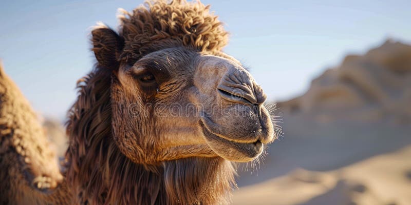 Close-up Portrait of a Camel in the Desert. Created by Generative ...