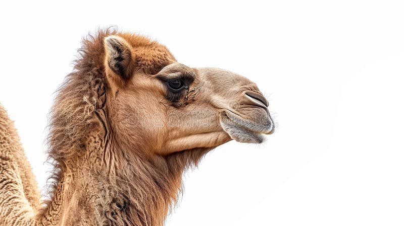 Close-up Portrait of a Camel S Head and Neck Against a White Background ...