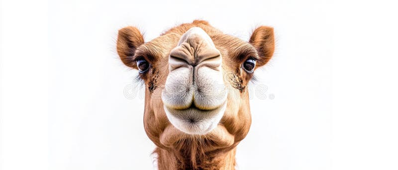 Close-Up Portrait of a Camel on White Background. Generative Ai Stock ...