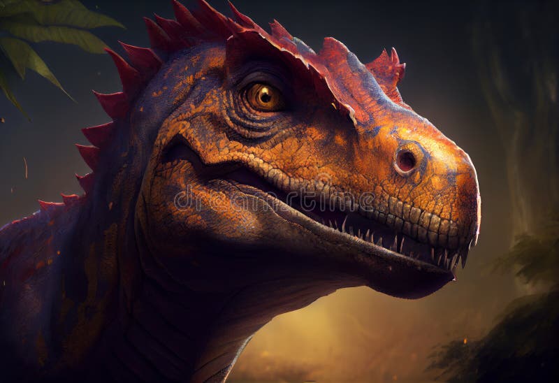 Close Up of a Portrait of a Carnotaurus Dinosaur. Stock Illustration ...