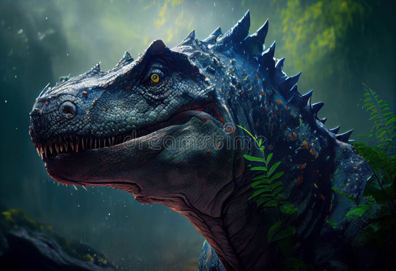 Close Up of a Portrait of a Carnotaurus Dinosaur. Stock Illustration ...