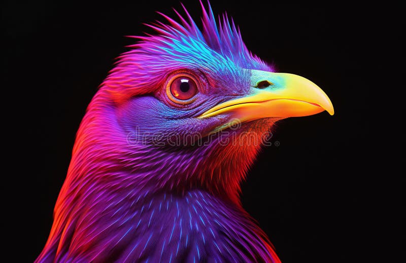 Close-up Portrait of a Colorful Eagle Isolated on Black Background ...