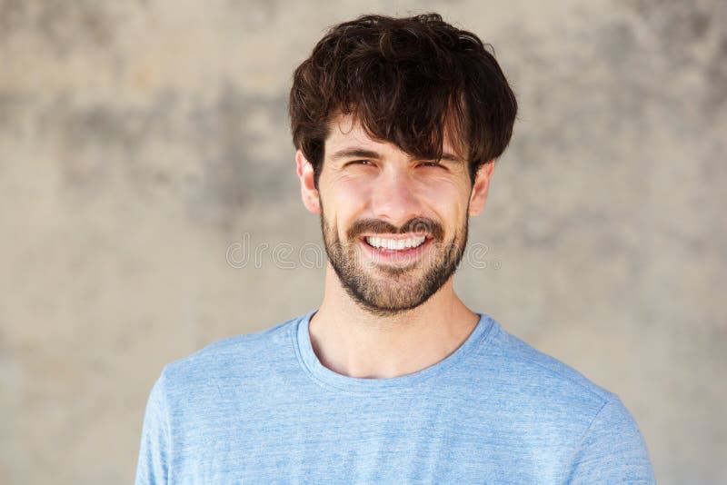 Close Up Cool Guy with Beard Smiling Stock Photo - Image of cool ...