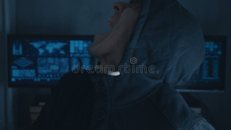Portrait of Crazy Hacker Programmer Demon-possessed. Hacking Hacker ...