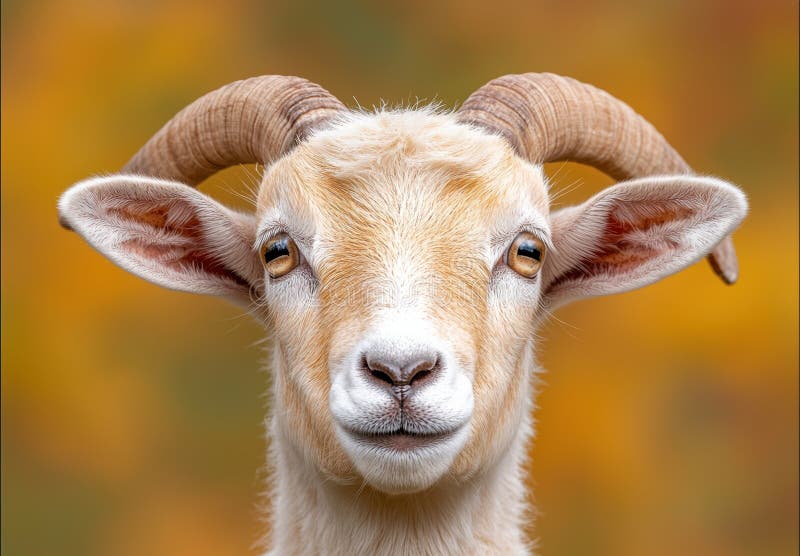 Close-up Portrait of a Curious Goat Stock Illustration - Illustration ...