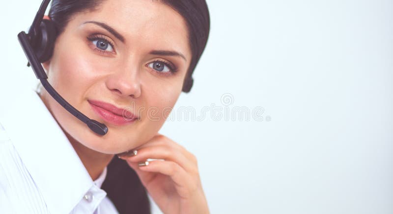 Close-up Portrait of a Customer Service Agent Sitting at Office Stock ...