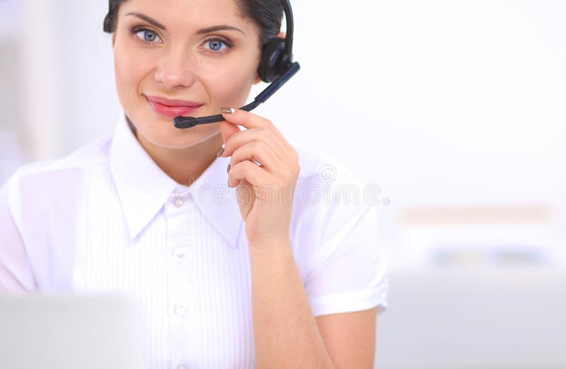 Close-up Portrait of a Customer Service Agent Sitting at Office Stock ...
