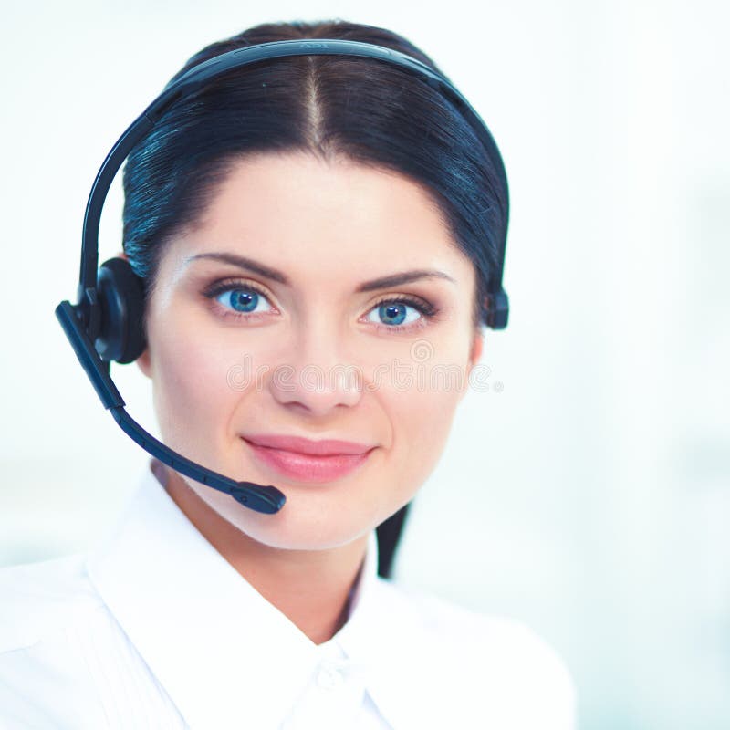 Close-up Portrait of a Customer Service Agent Sitting at Office Stock ...