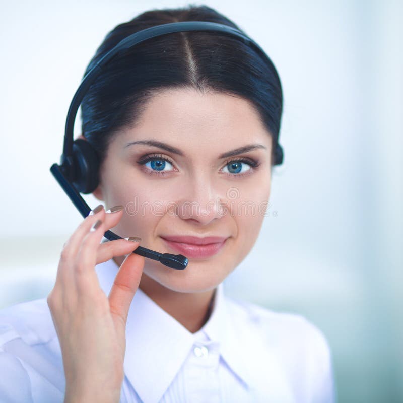 Close-up Portrait of a Customer Service Agent Sitting at Office Stock ...