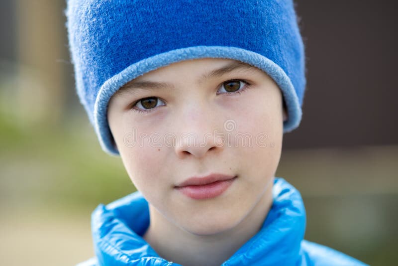Close Up Portrait of Cute Child Boy in a Cap Stock Image - Image of ...