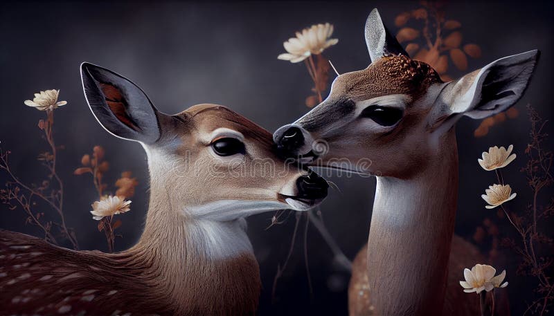 Close Up Portrait of Cute Deer Looking at Camera Generated by AI Stock ...