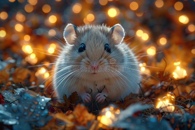 Cute Hamster Surrounded by Lights Stock Illustration - Illustration of ...