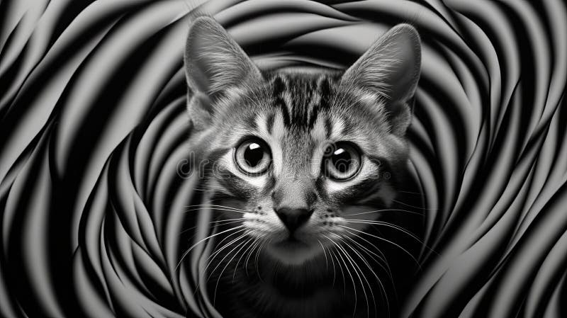 Close-up Portrait of Cute Rat Kitten with Swirl Pattern Backdrop Stock ...