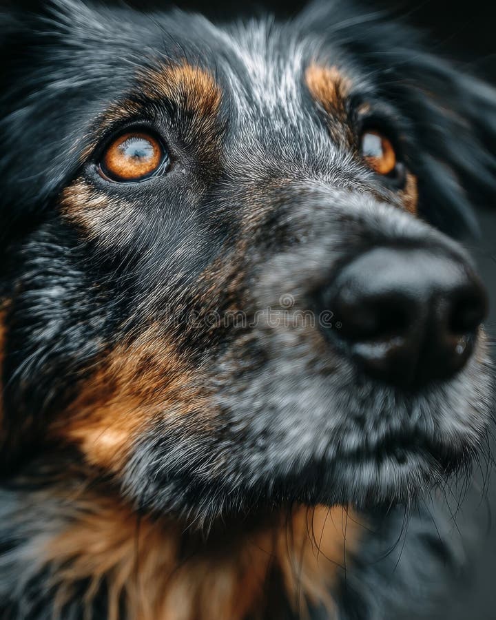 Close Up Portrait of a Dog with Expressive Eyes Stock Illustration ...