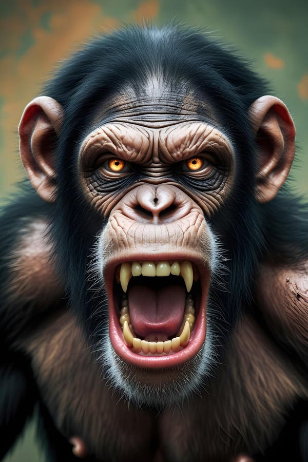 Portrait of Angry Chimpanzee Stock Illustration - Illustration of ...
