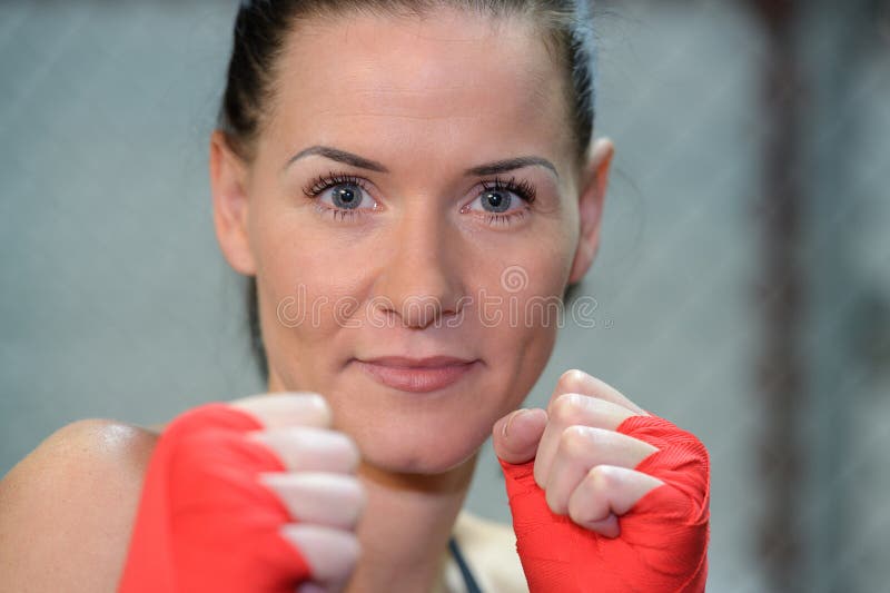 Close Up Portrait Female Boxer Stock Image - Image of fighter ...