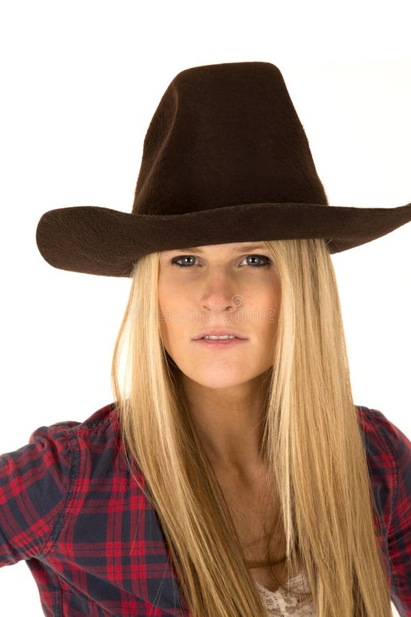 Close Up Portrait of Female Model in Cowboy Hat Stock Image - Image of ...