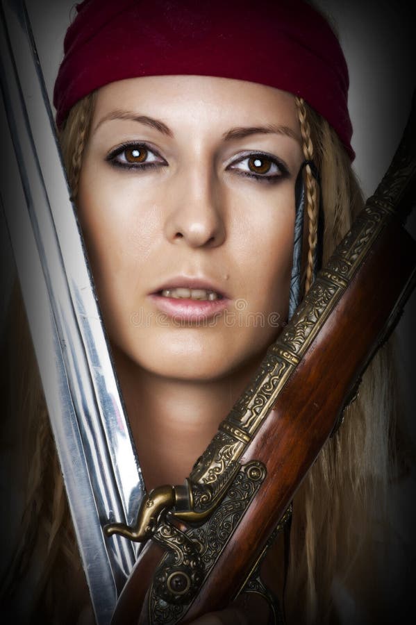 Close Up Portrait of Female Pirate Stock Image - Image of girl ...
