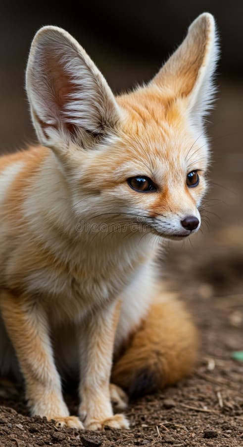 Close-Up Portrait of a Fennec Fox Stock Illustration - Illustration of ...