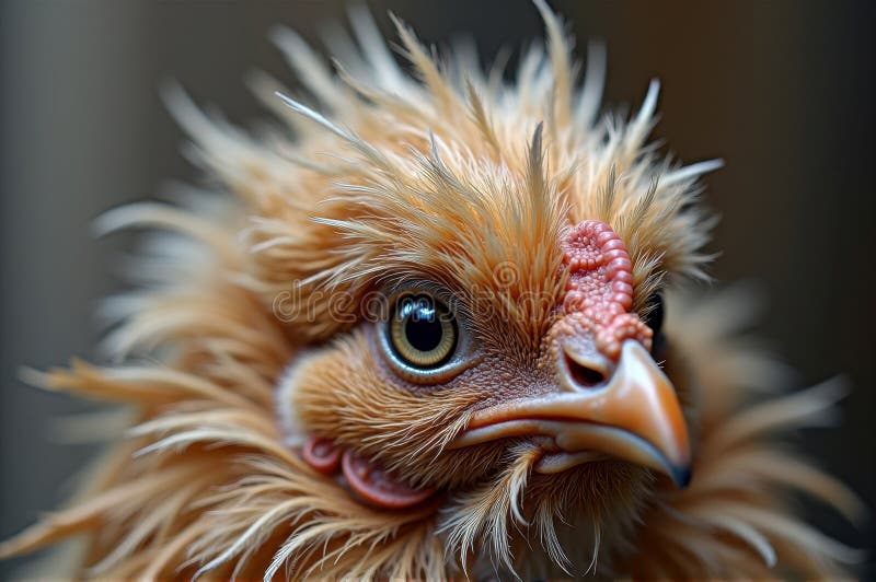 Close-up Portrait of Fluffy Chicken with Striking Features and Intense ...