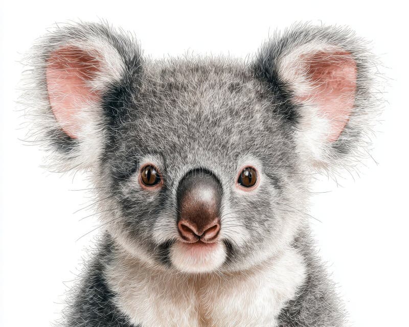 Close-up of Koala S Face, with Its Bright Eyes and Fluffy Fur Visible ...
