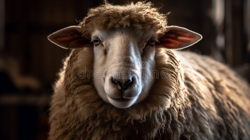 A Close-up Portrait of a Fluffy Sheep Captured. Generative AI Stock ...