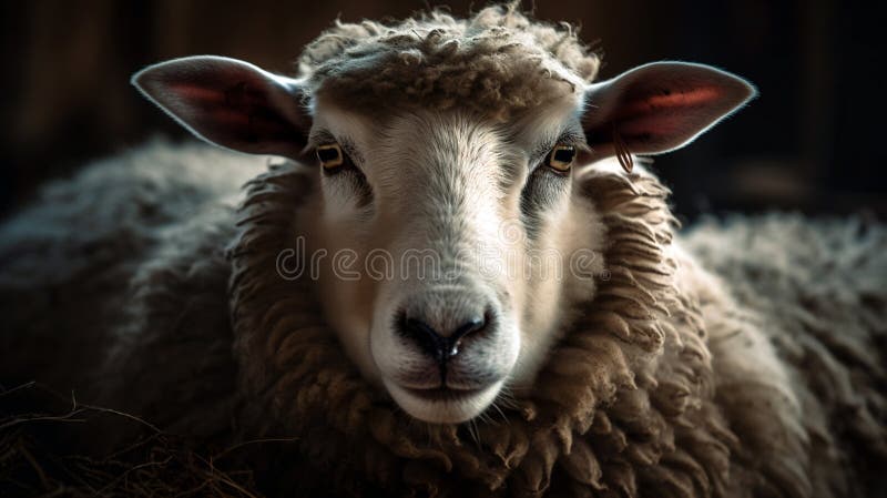 A Close-up Portrait of a Fluffy Sheep Captured. Generative AI Stock ...