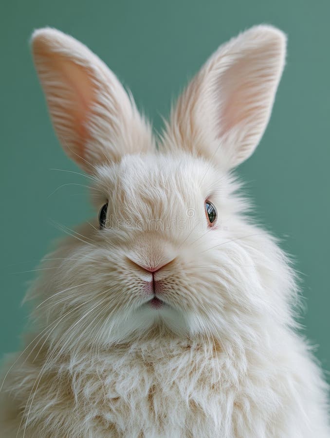 Close-up Portrait of a Fluffy White Rabbit. Stock Photo - Image of ...