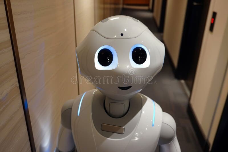 Close-up Portrait of a Friendly Humanoid Robot in an Indoor Setting ...