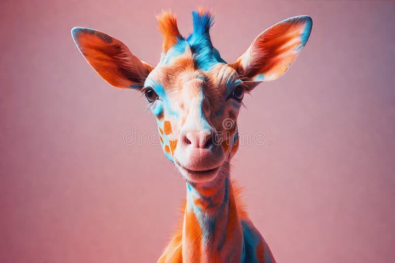 Close Up Portrait of a Giraffe with Red Stock Image - Image of blue ...